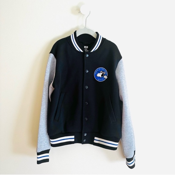 Uniqlo | Jackets & Coats | Uniqlo Kids Peanuts Baseball Varsity Jacket ...